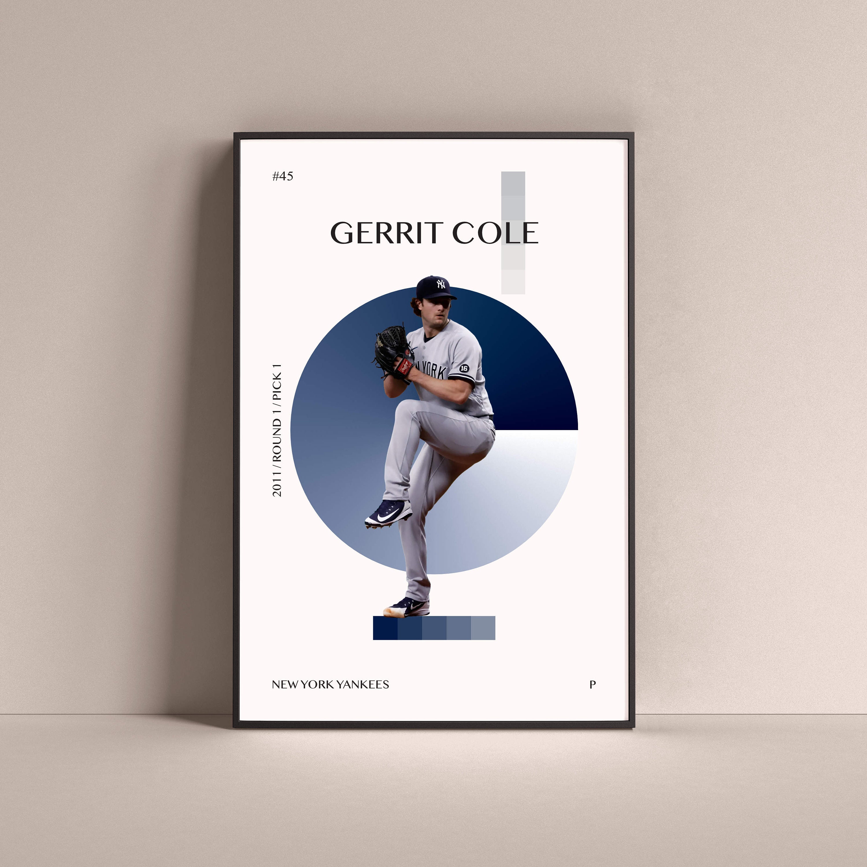Gerrit Cole Poster, New York Yankees Art Print Minimalist Baseball Wall ...