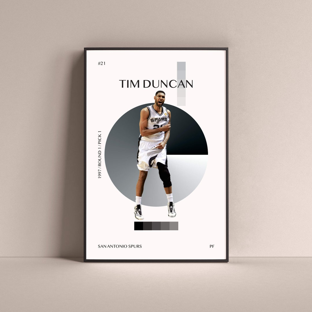 Tim Duncan Poster, San Antonio Spurs Art Print Minimalist Basketball ...