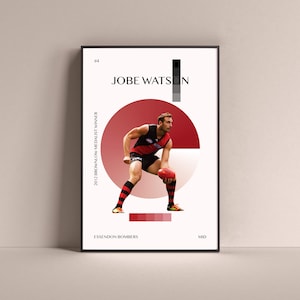 Jobe Watson Poster, Essendon Bombers Art Print Minimalist Wall Decor ...