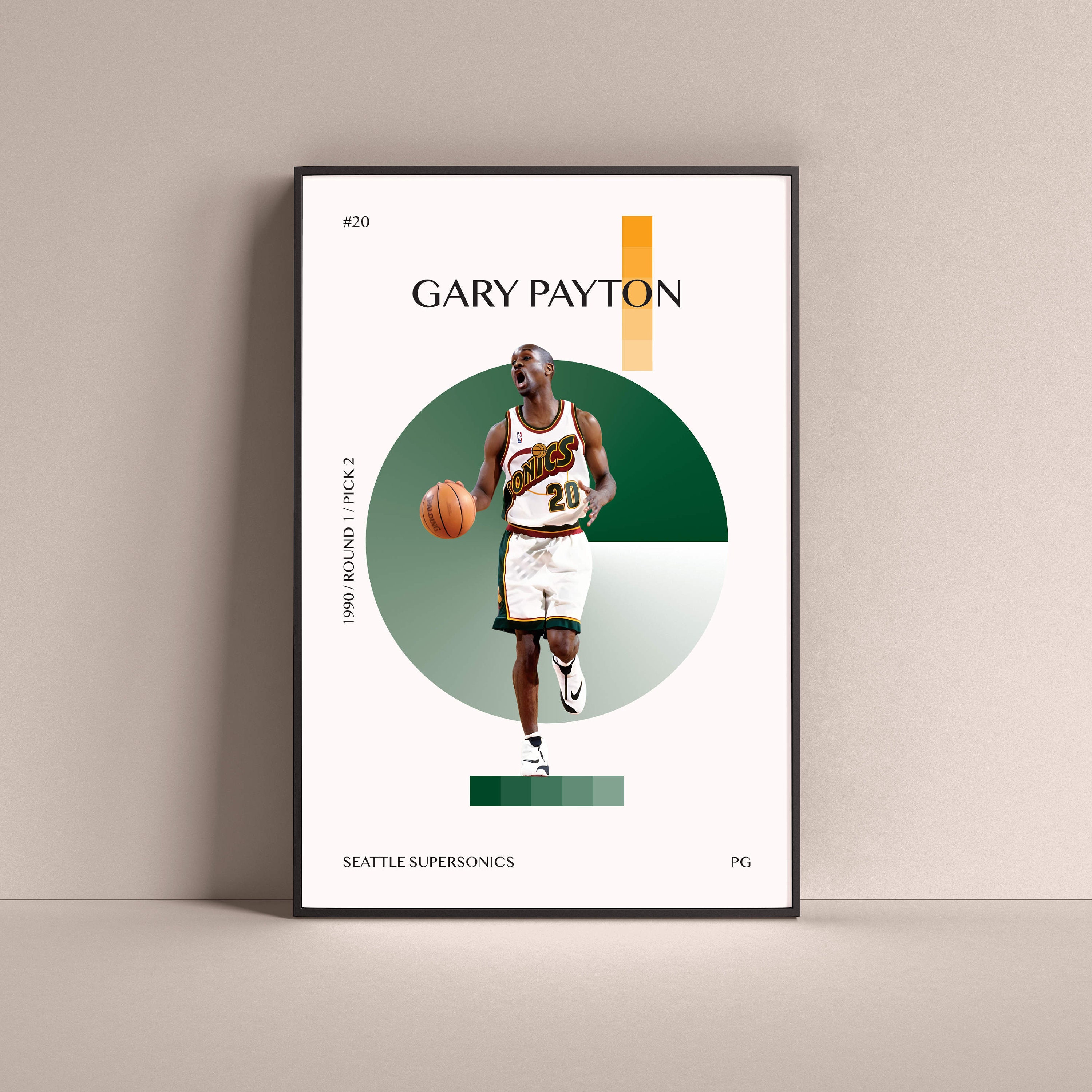 Gary Payton Poster, Seattle Supersonics Art Print Minimalist Basketball ...