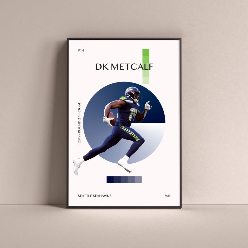DK Metcalf Poster, Seattle Seahawks Art Print Minimalist Football Wall ...