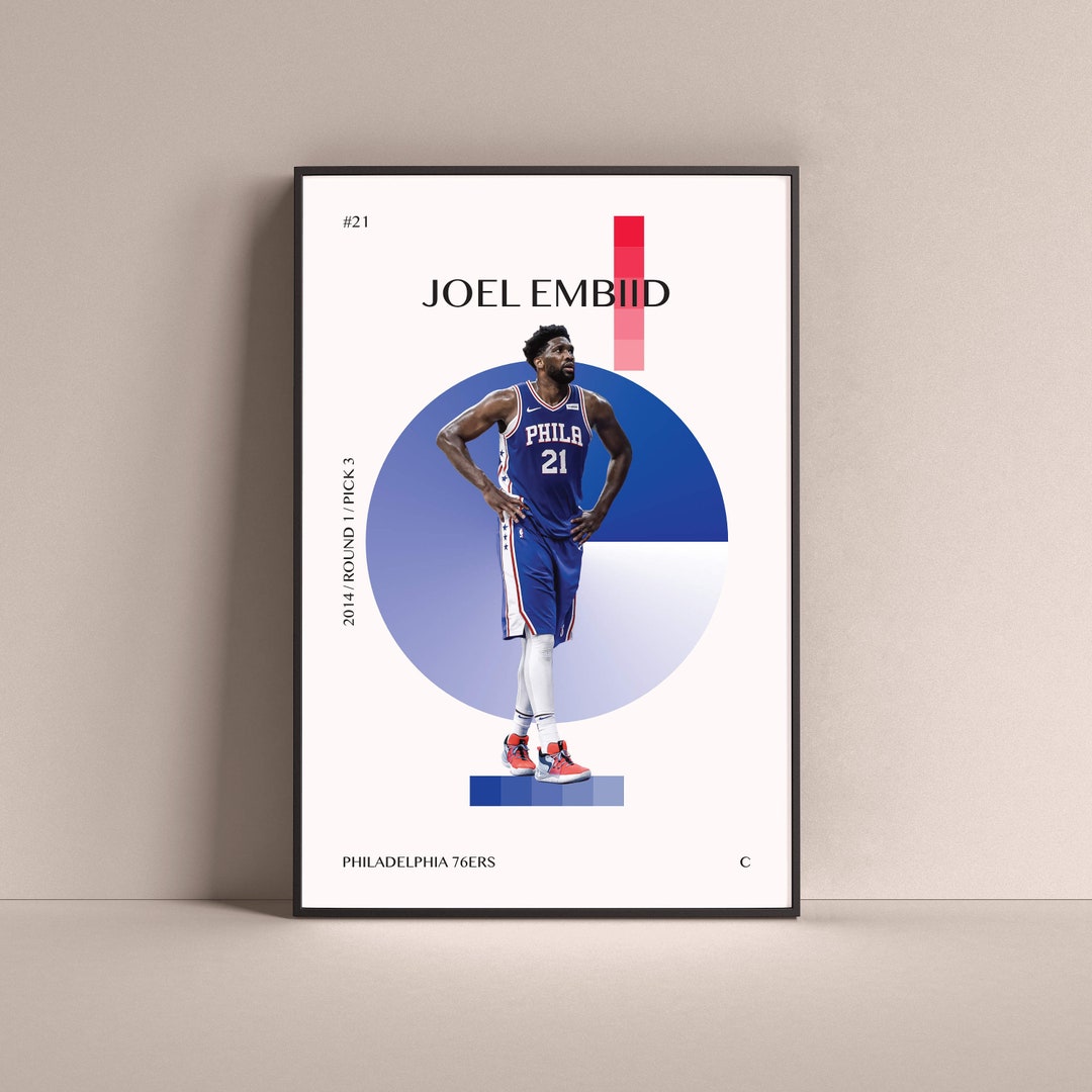 Joel Embiid Poster, Philadelphia 76ers Art Print Minimalist Basketball ...