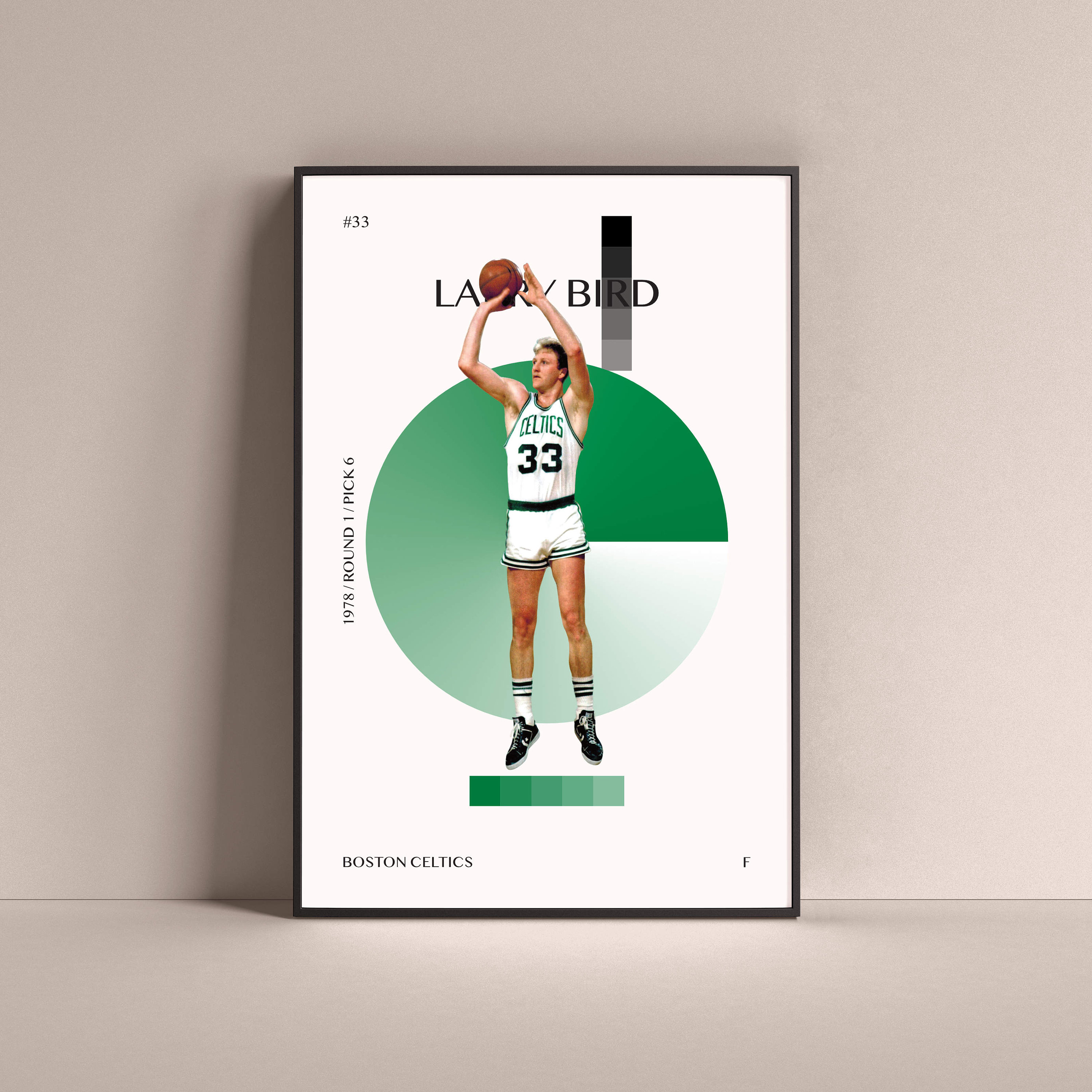 Larry Bird Poster, Boston Celtics Art Print Minimalist Basketball Wall ...