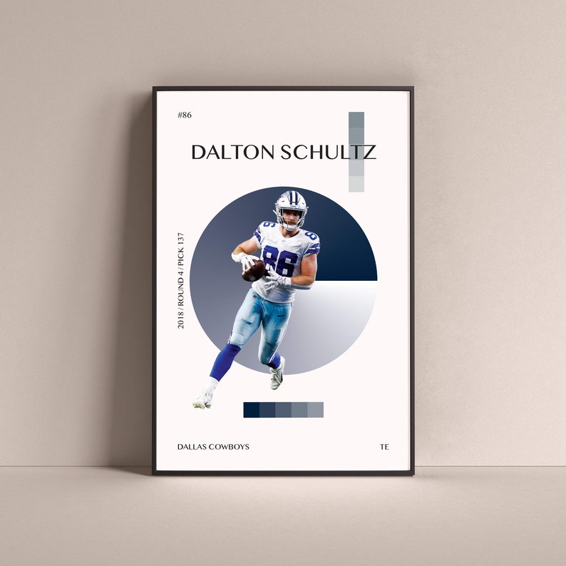 Dalton Schultz Poster, Dallas Cowboys Art Print Minimalist Football ...