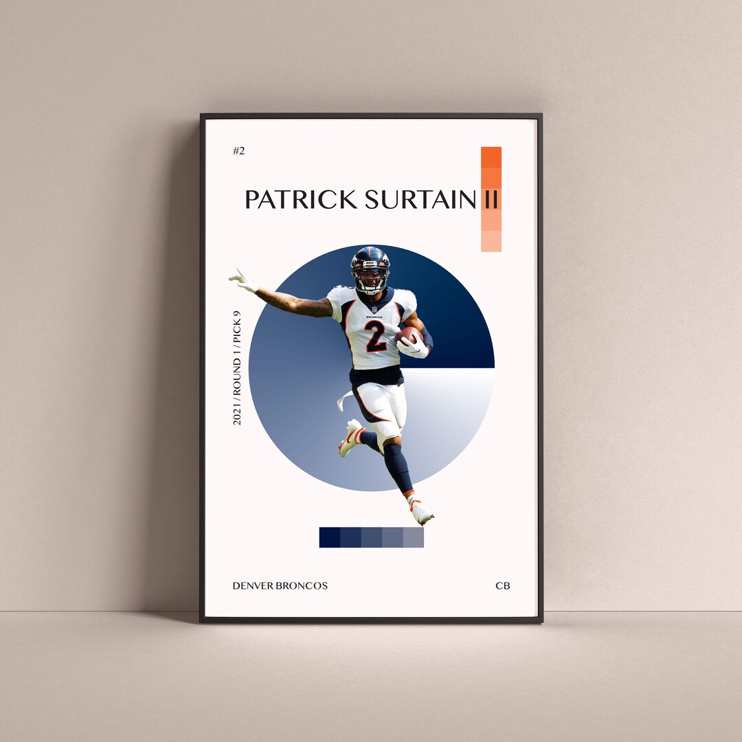 Patrick Surtain II Poster, Denver Broncos Art Print Minimalist Football ...