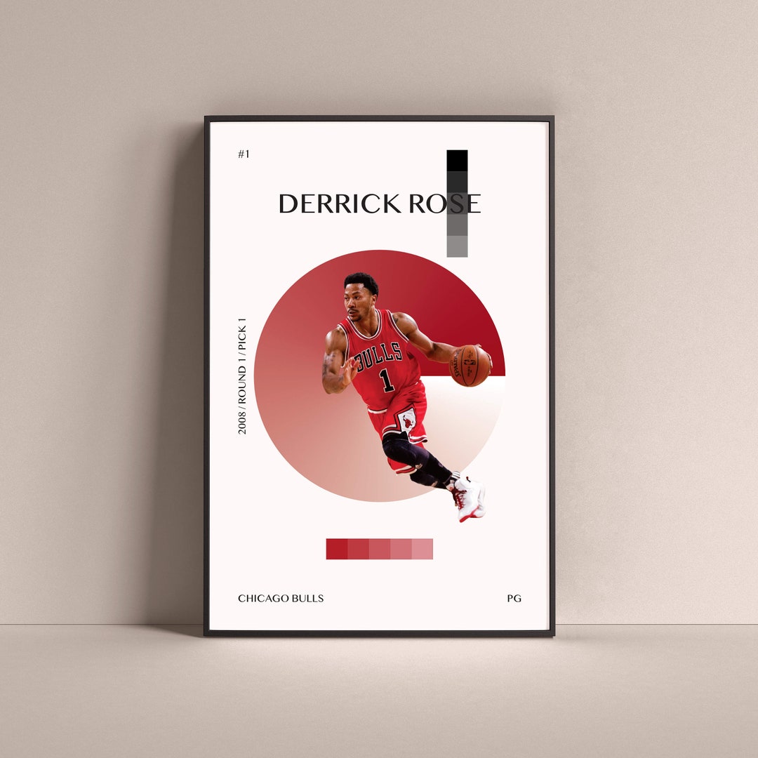 Derrick Rose Poster, Chicago Bulls Art Print Minimalist Basketball Wall ...