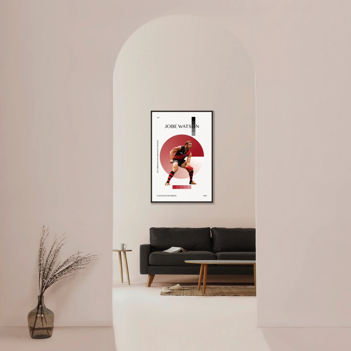 Jobe Watson Poster, Essendon Bombers Art Print Minimalist Wall Decor ...