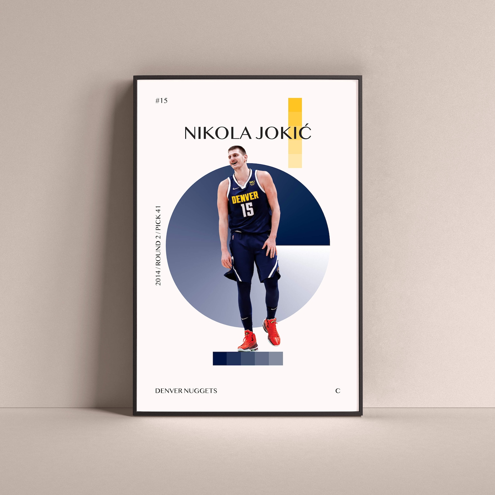 Nikola Jokic Poster, Denver Nuggets Art Print Minimalist Basketball ...