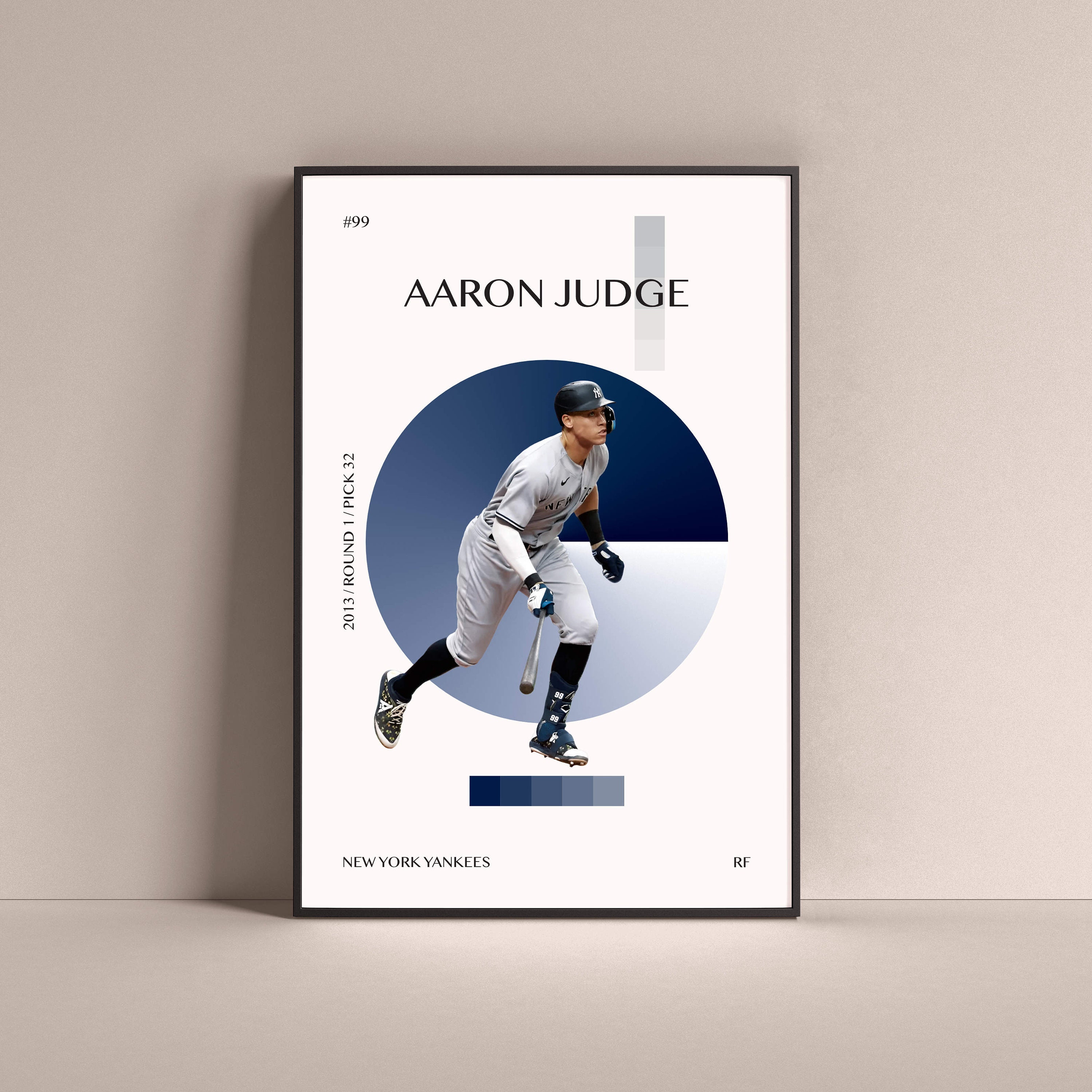 Aaron Judge Poster, New York Yankees Art Print Minimalist Baseball Wall ...