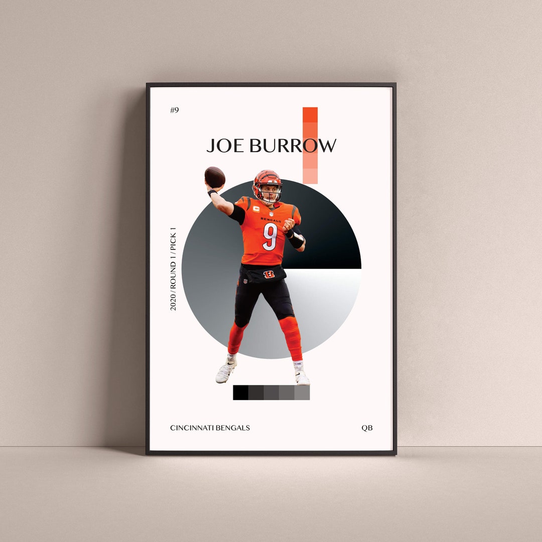 Joe Burrow Poster, Cincinnati Bengals Art Print Minimalist Football ...