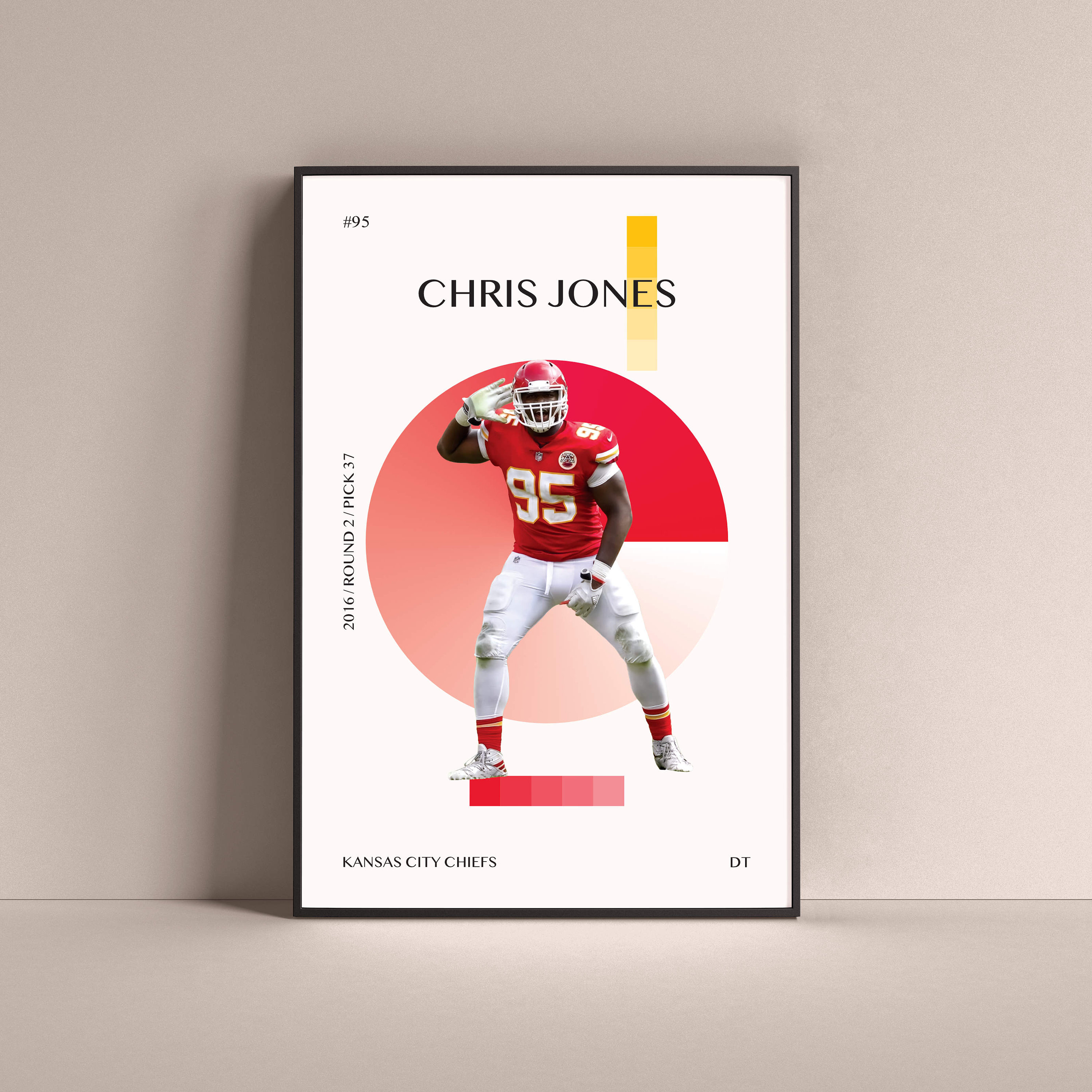 Chris Jones Poster, Kansas City Chiefs Art Print Minimalist Football ...