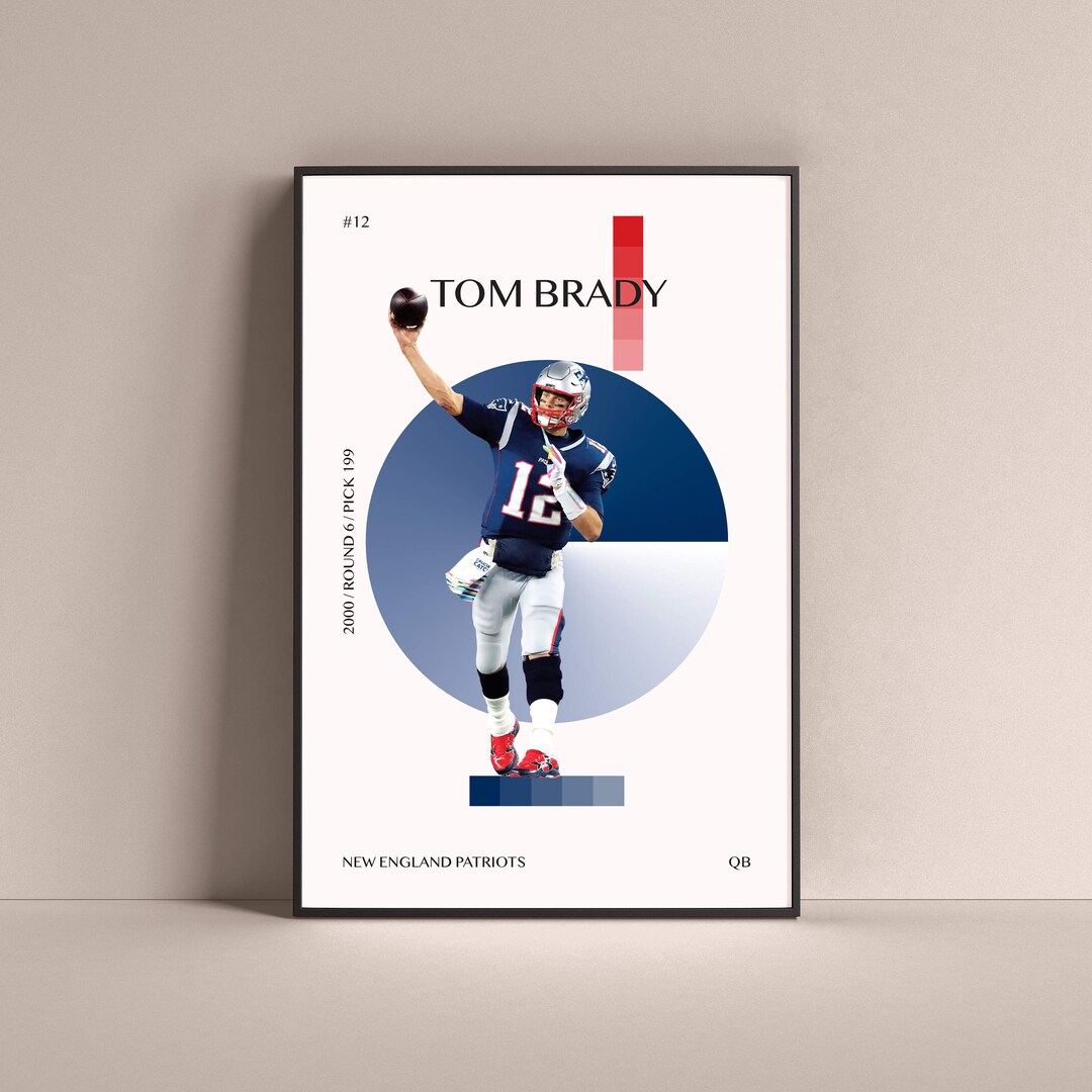 Tom Brady Poster, New England Patriots Art Print Minimalist Football ...