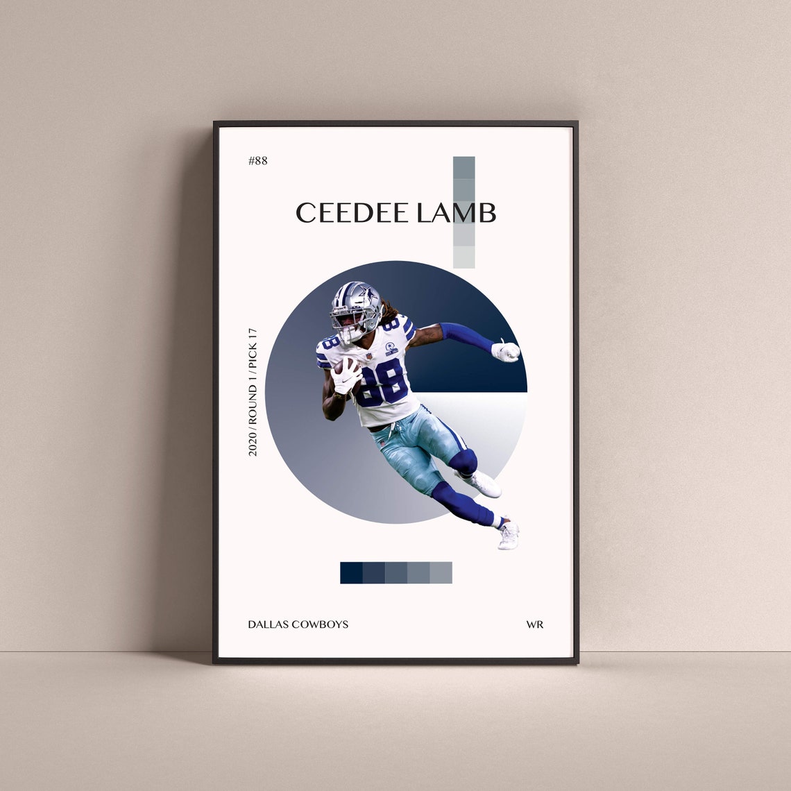 Ceedee Lamb Poster, Dallas Cowboys Art Print Minimalist Football Wall ...