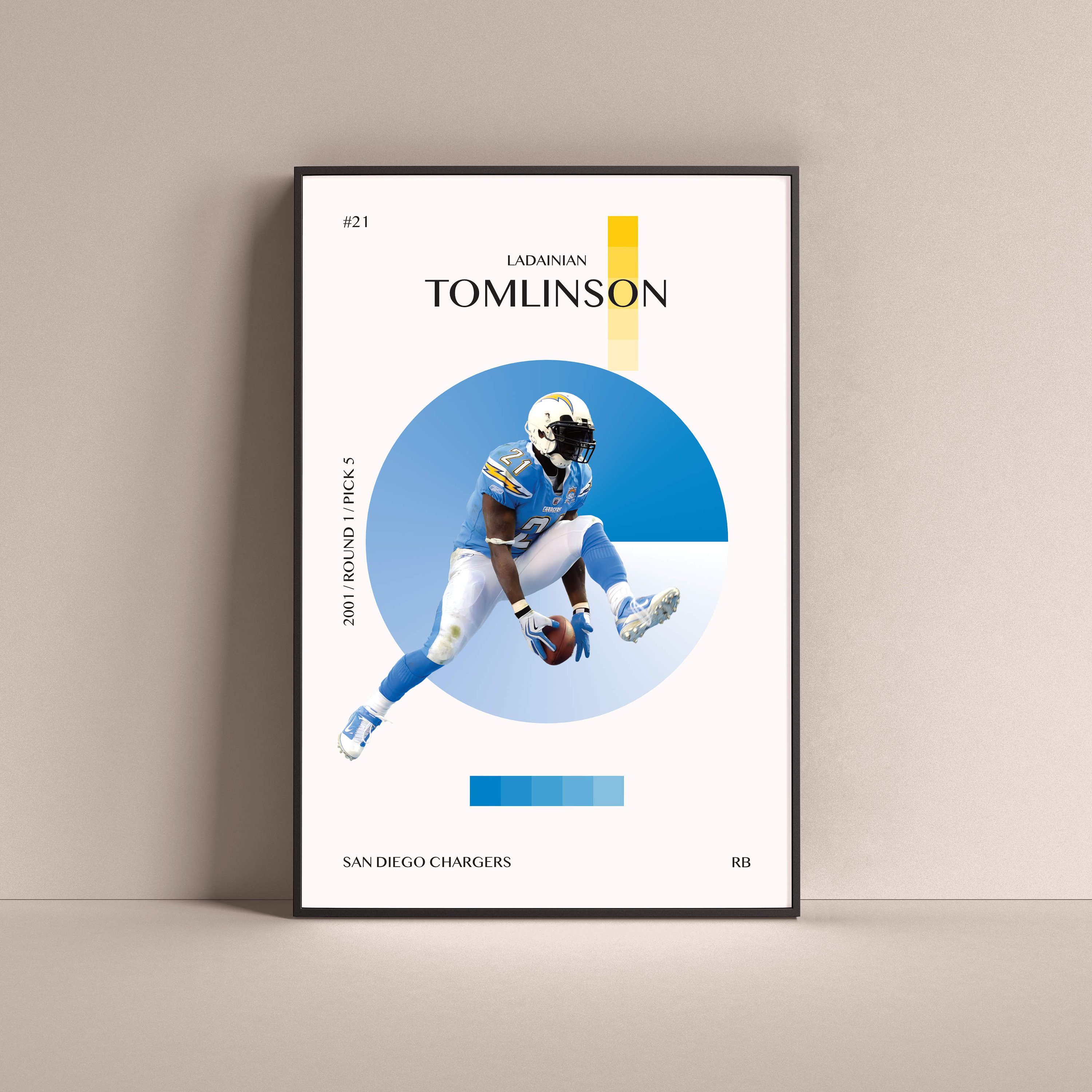 Ladainian Tomlinson Poster, San Diego Chargers Art Print Minimalist ...