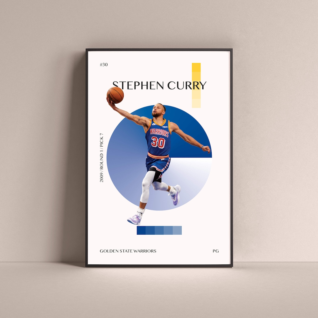 Stephen Curry Poster, Golden State Warriors Art Print Minimalist ...