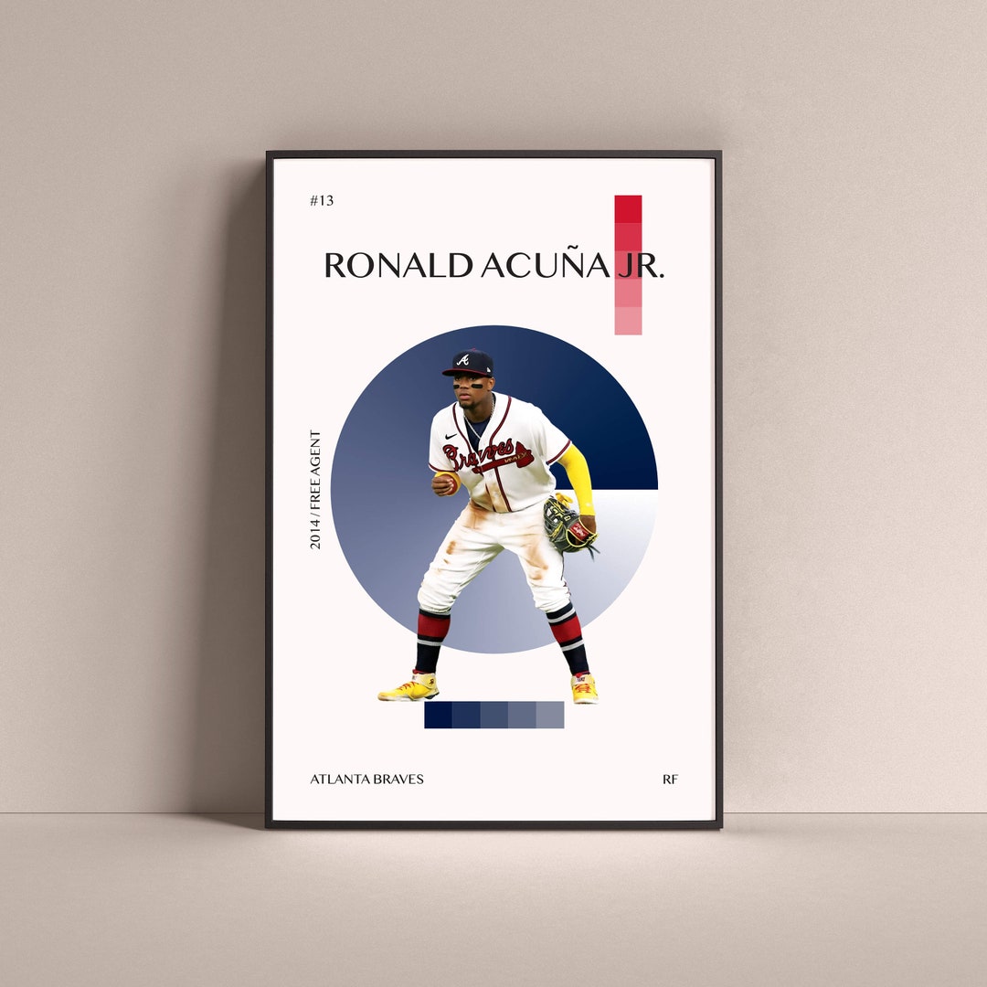 Ronald Acuna Jr. Poster, Atlanta Braves Art Print Minimalist Baseball ...
