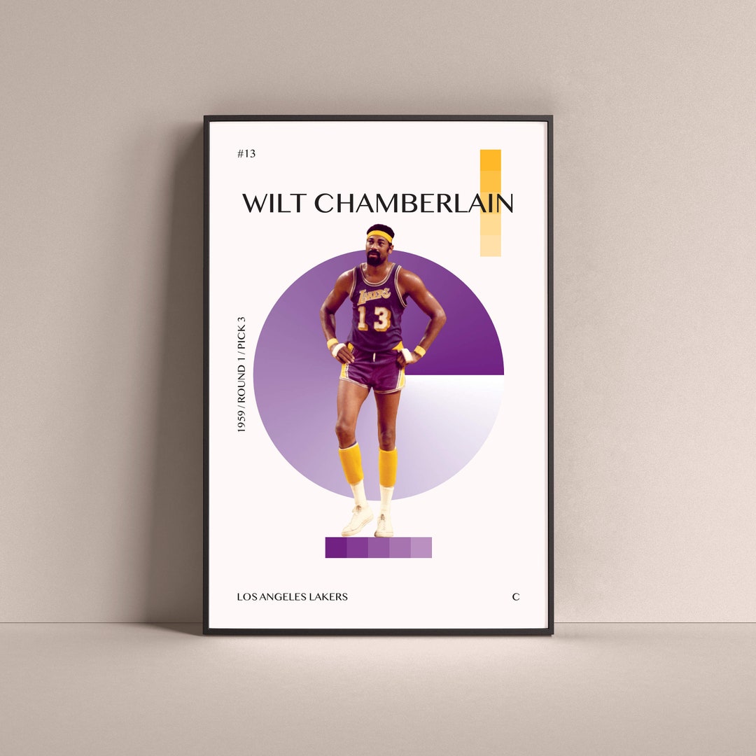 Wilt Chamberlain Poster, Los Angeles Lakers Art Print Minimalist ...