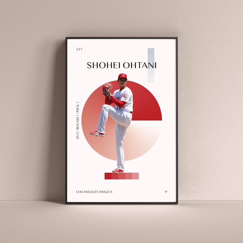 Shohei Ohtani Poster, Los Angeles Angels Art Print Minimalist Baseball ...