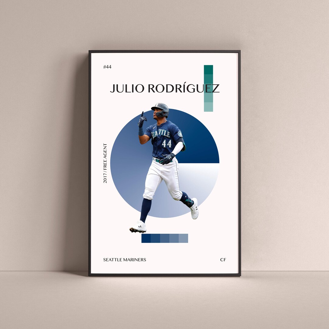Julio Rodriguez Poster, Seattle Mariners Art Print Minimalist Baseball ...