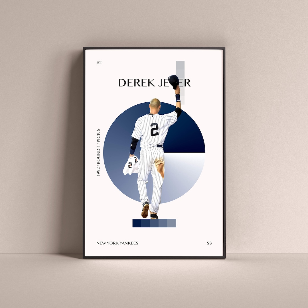Derek Jeter Poster, New York Yankees Art Print Minimalist Baseball Wall ...