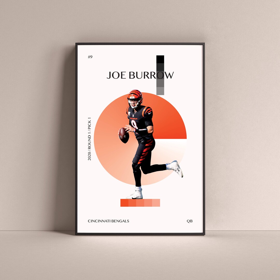 Joe Burrow Poster, Cincinnati Bengals Art Print Minimalist Football ...