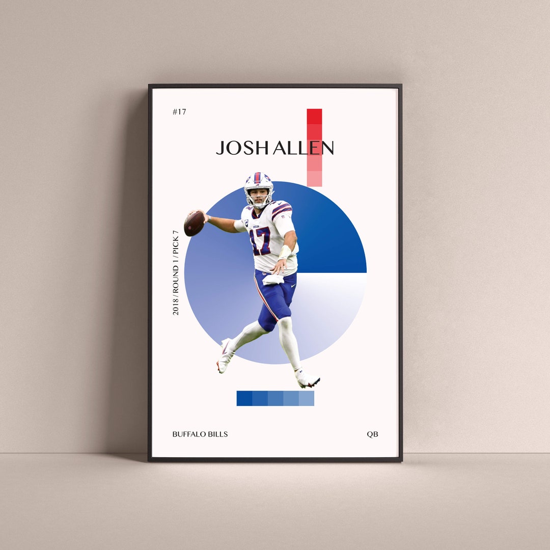 Josh Allen Poster, Buffalo Bills Art Print Minimalist Football Wall ...