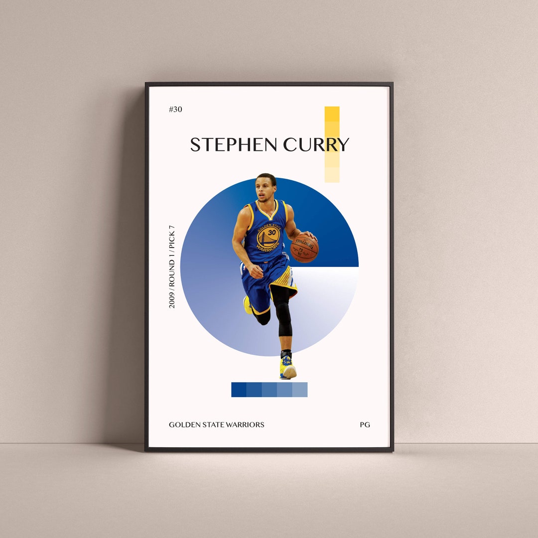 Stephen Curry Poster, Golden State Warriors Art Print Minimalist ...