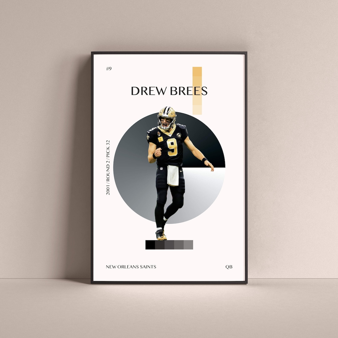 Drew Brees Poster, New Orleans Saints Art Print Minimalist Football ...