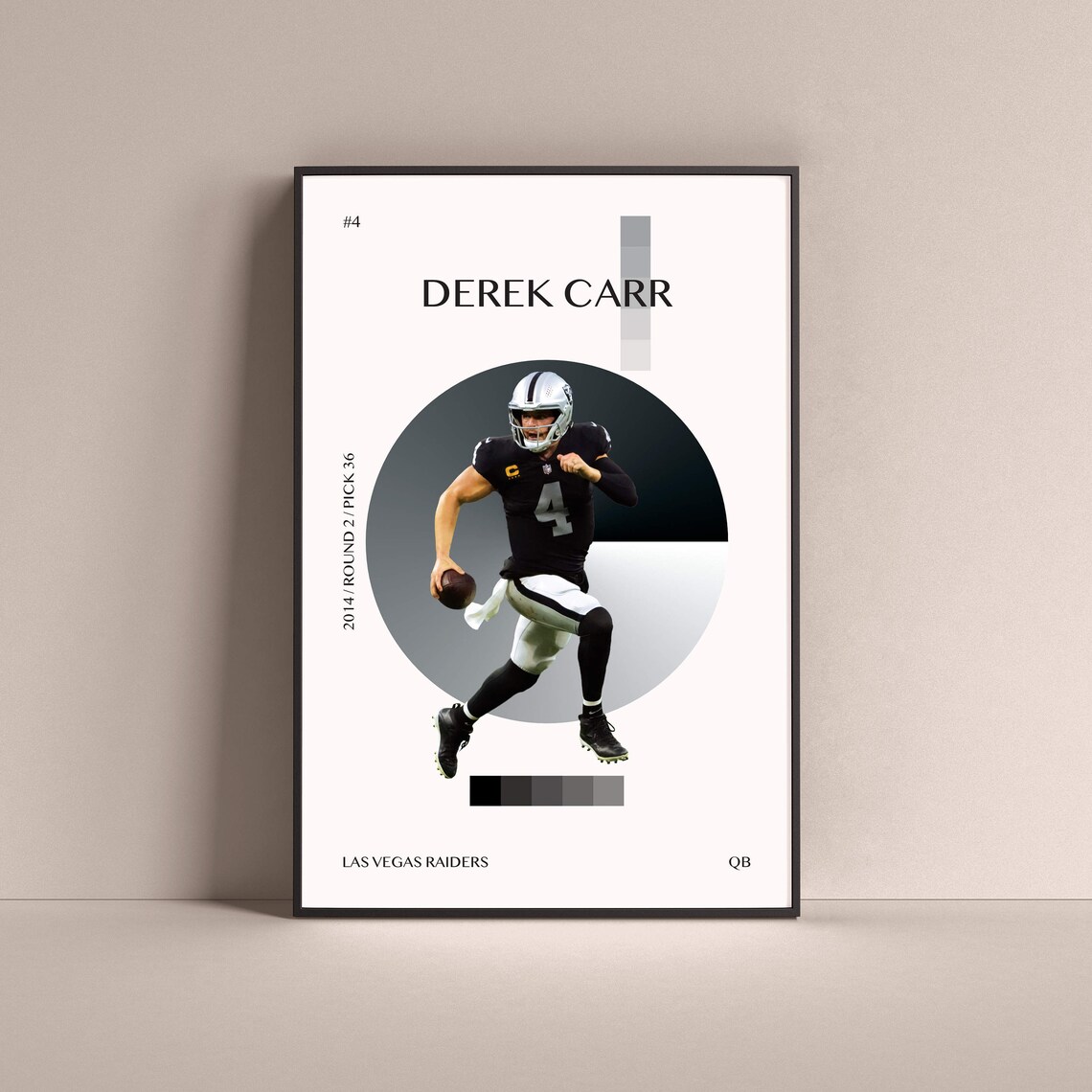 Derek Carr Poster, Las Vegas Raiders Art Print Minimalist Football Wall ...