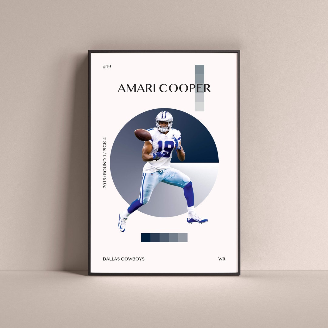 Amari Cooper Poster, Dallas Cowboys Art Print Minimalist Football Wall ...