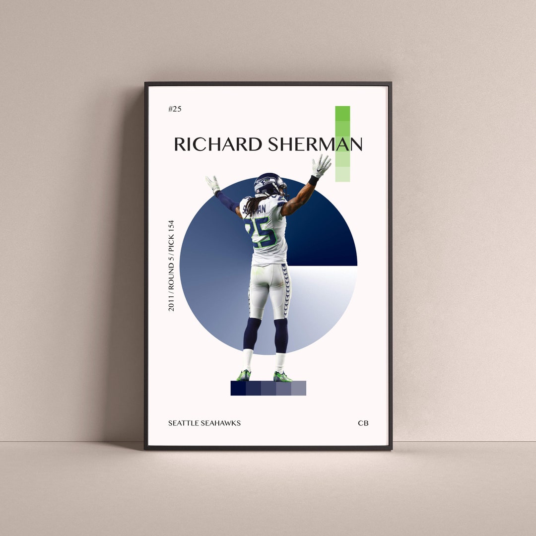 Richard Sherman Poster, Seattle Seahawks Art Print Minimalist Football ...