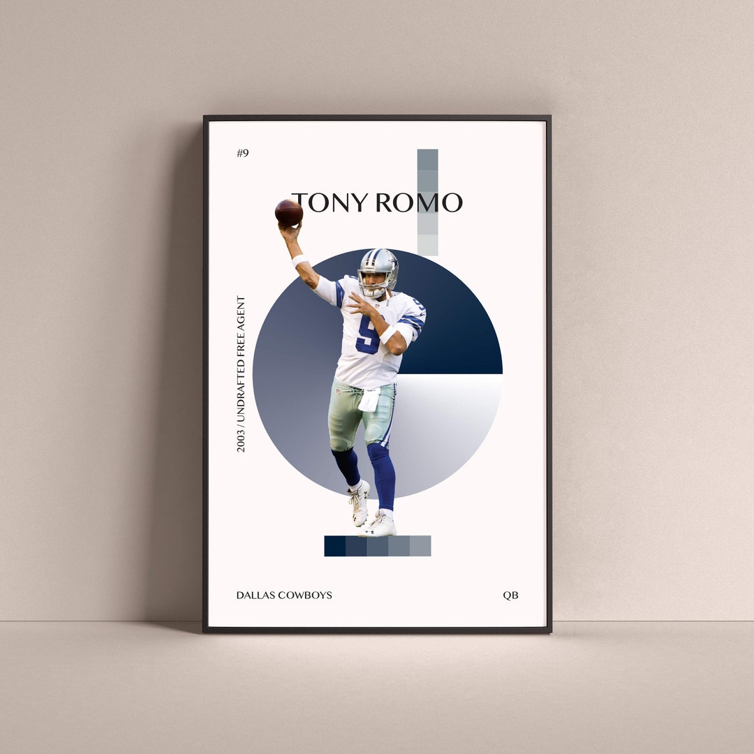 Tony Romo Poster, Dallas Cowboys Art Print Minimalist Football Wall ...