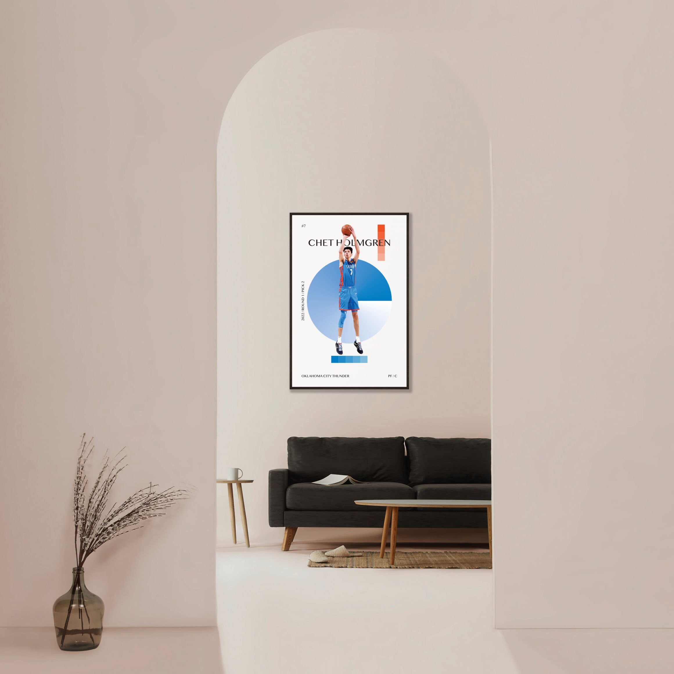 Chet Holmgren Poster, Oklahoma City Thunder Art Print Minimalist ...