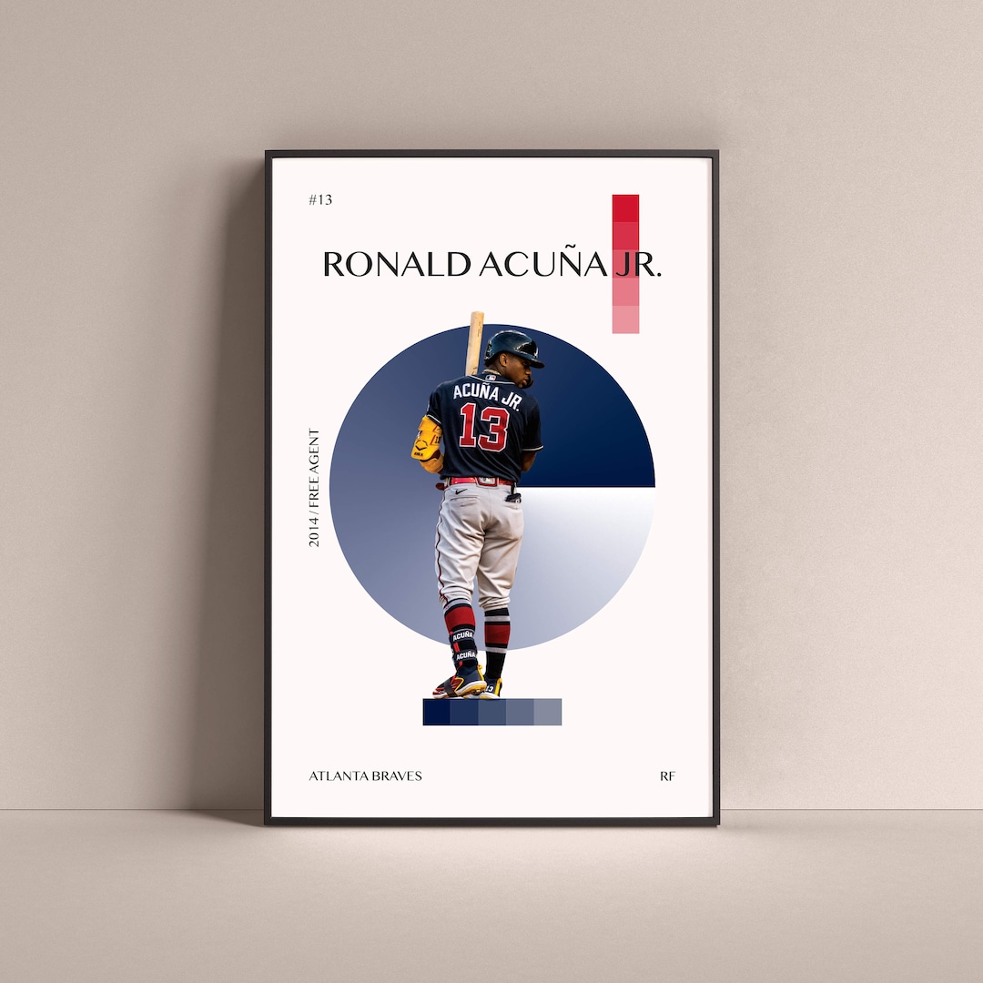Ronald Acuna Jr. Poster, Atlanta Braves Art Print Minimalist Baseball ...