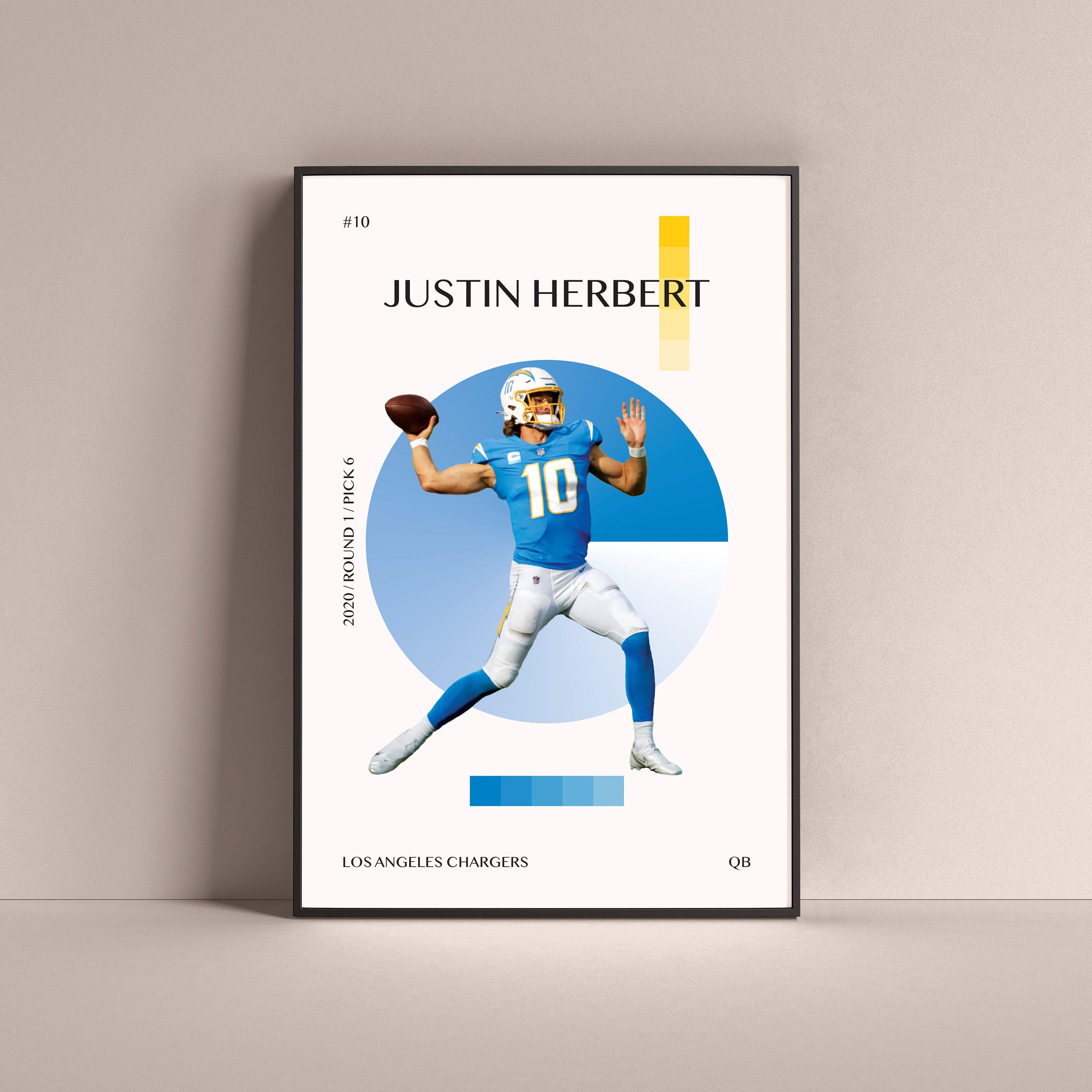 Justin Herbert Poster Los Angeles Chargers Art Print - Etsy