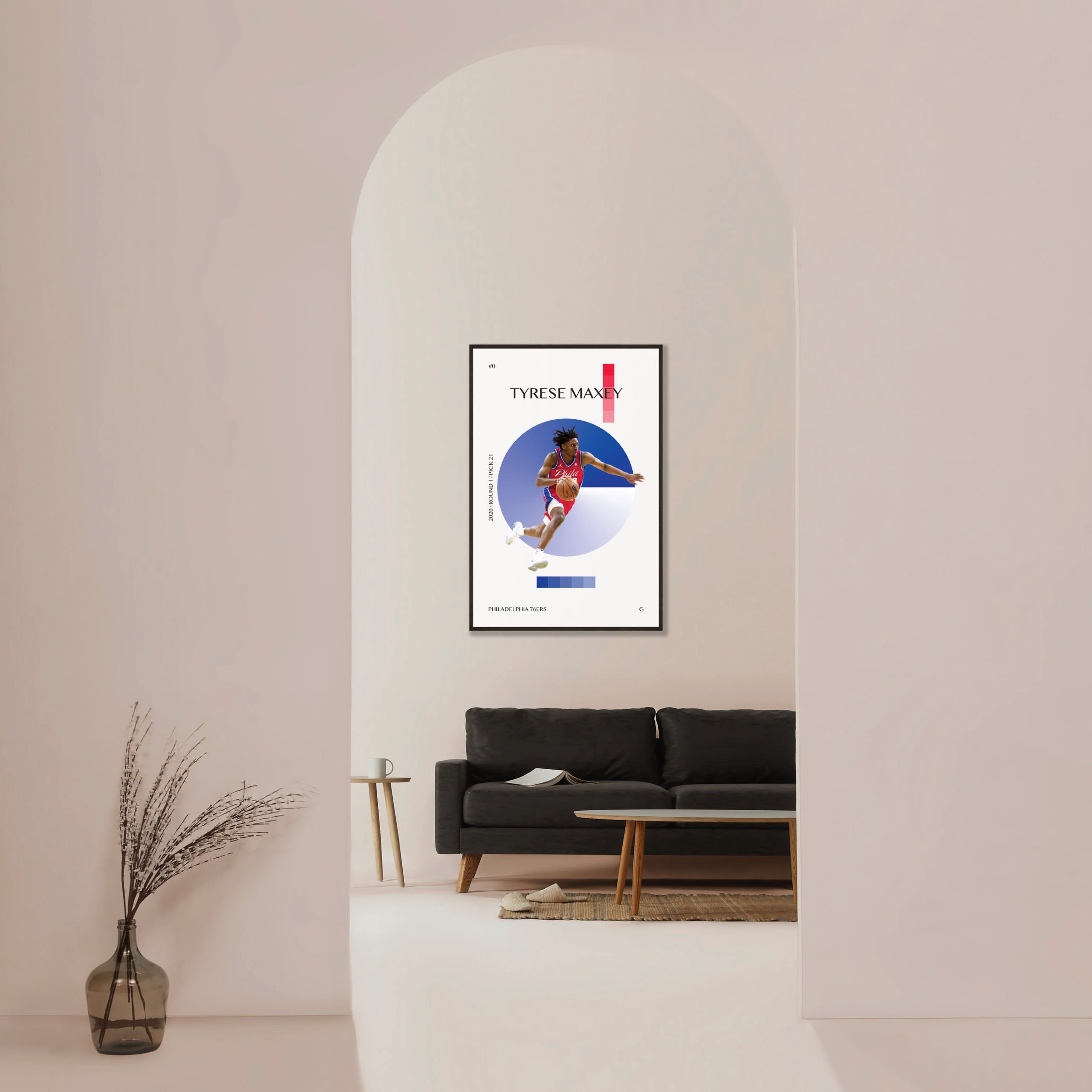 Tyrese Maxey Poster, Philadelphia 76ers Art Print Minimalist Basketball ...