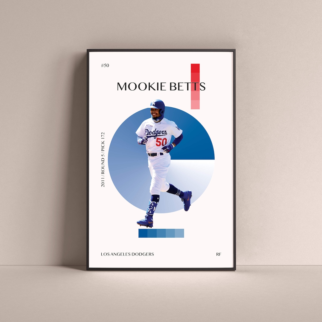 Mookie Betts Poster, Los Angeles Dodgers Art Print Minimalist Baseball ...