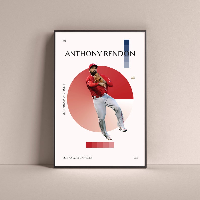 Anthony Rendon Poster, Los Angeles Angels Art Print Minimalist Baseball ...