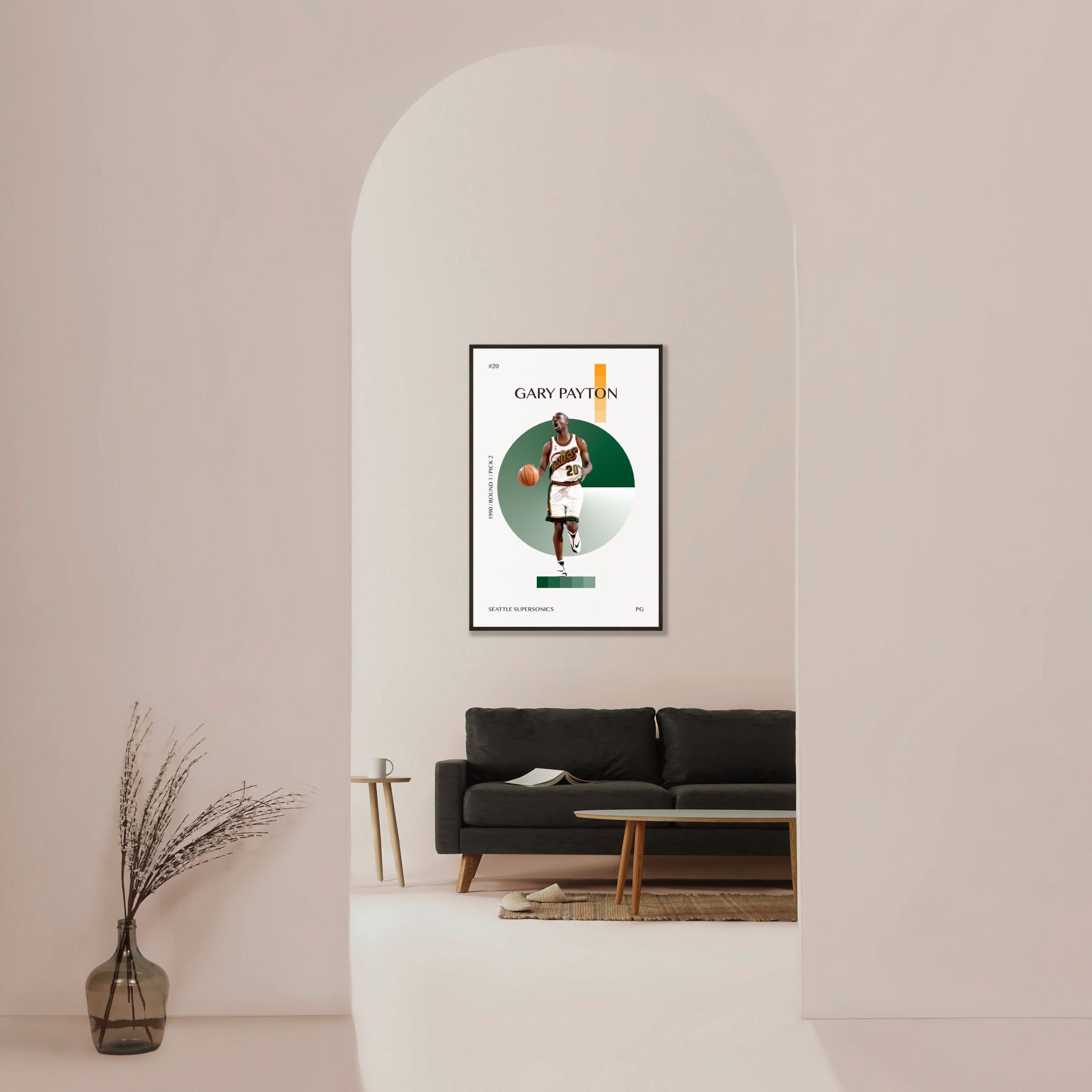 Gary Payton Poster, Seattle SuperSonics Art Print Minimalist Basketball ...