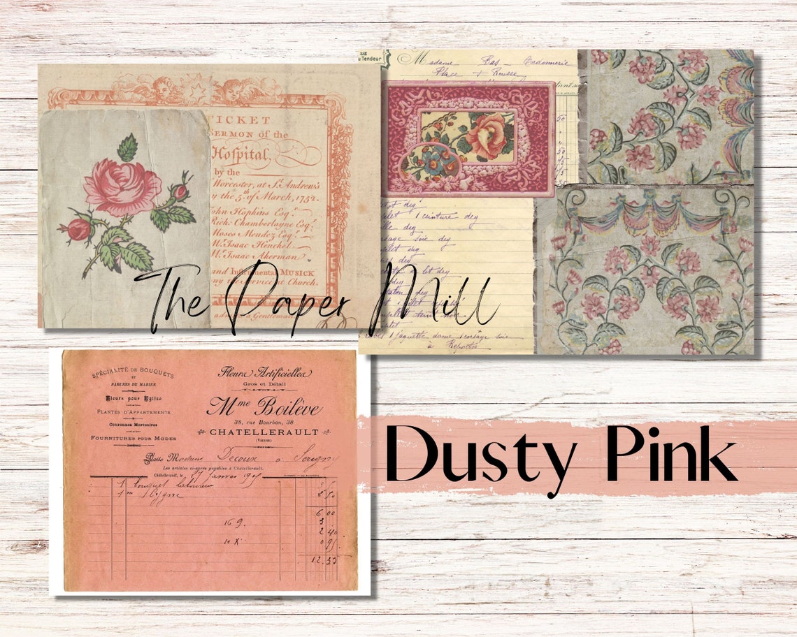 Vintage Pink Journal Printable Digital Download Collage - Etsy