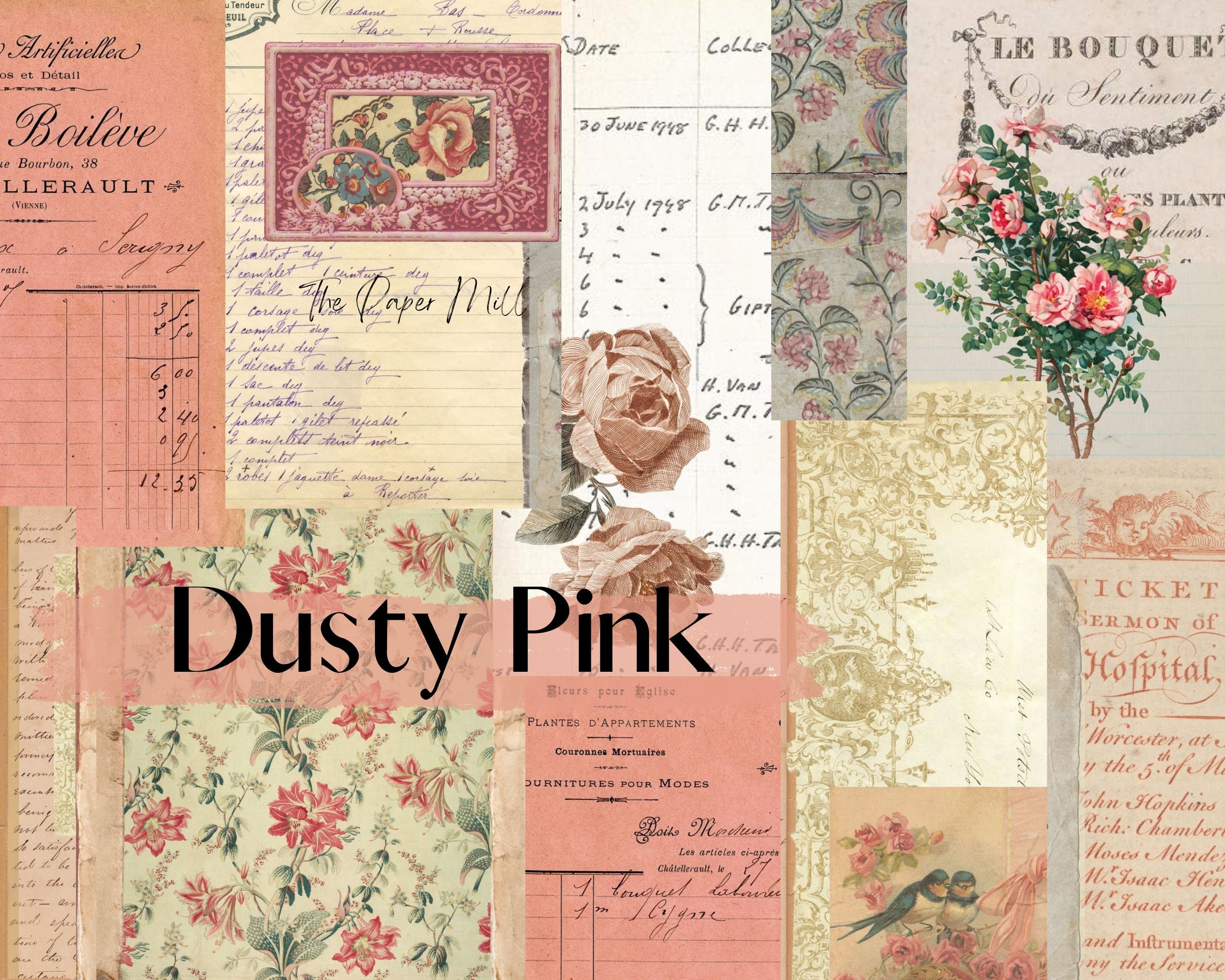 Vintage Pink Journal Printable Digital Download Collage - Etsy