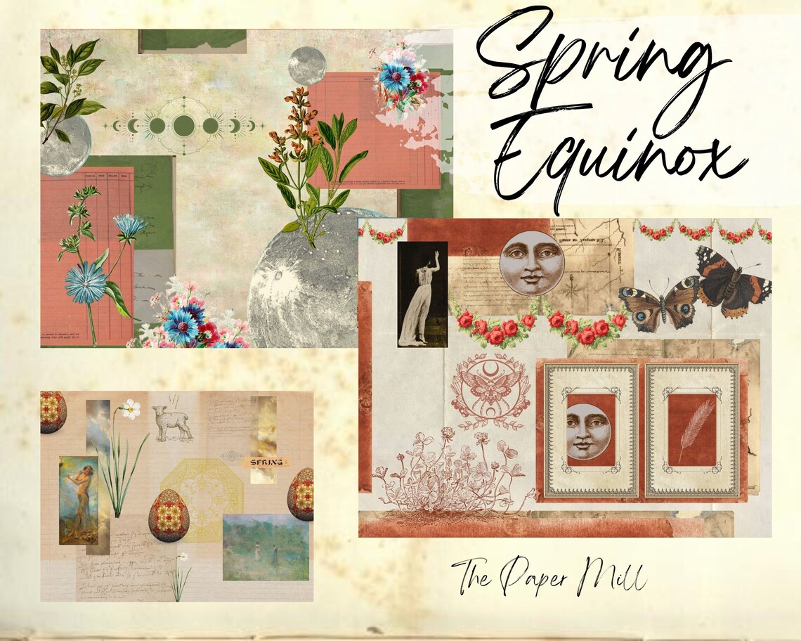 Spring Equinox Journal, Printable, Digital Download, Collage Sheet ...