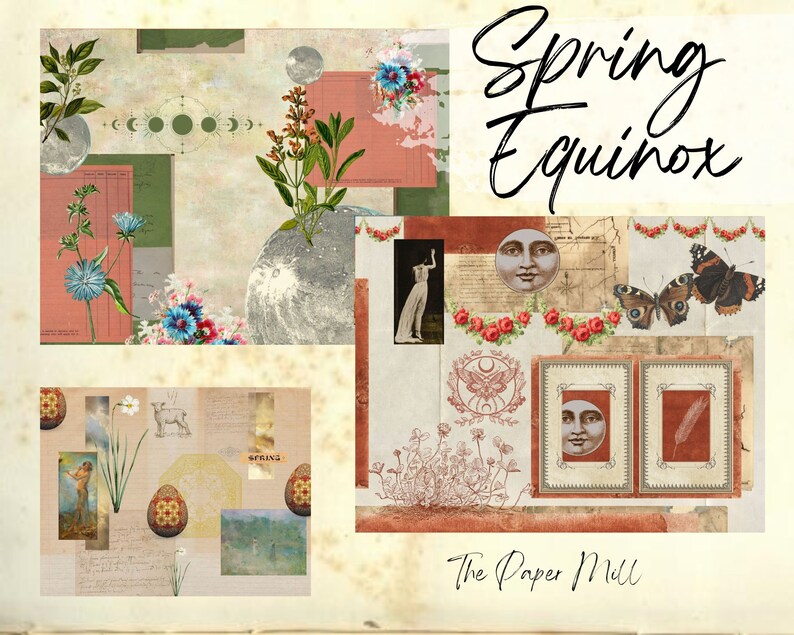 Spring Equinox Journal, Printable, Digital Download, Collage Sheet ...