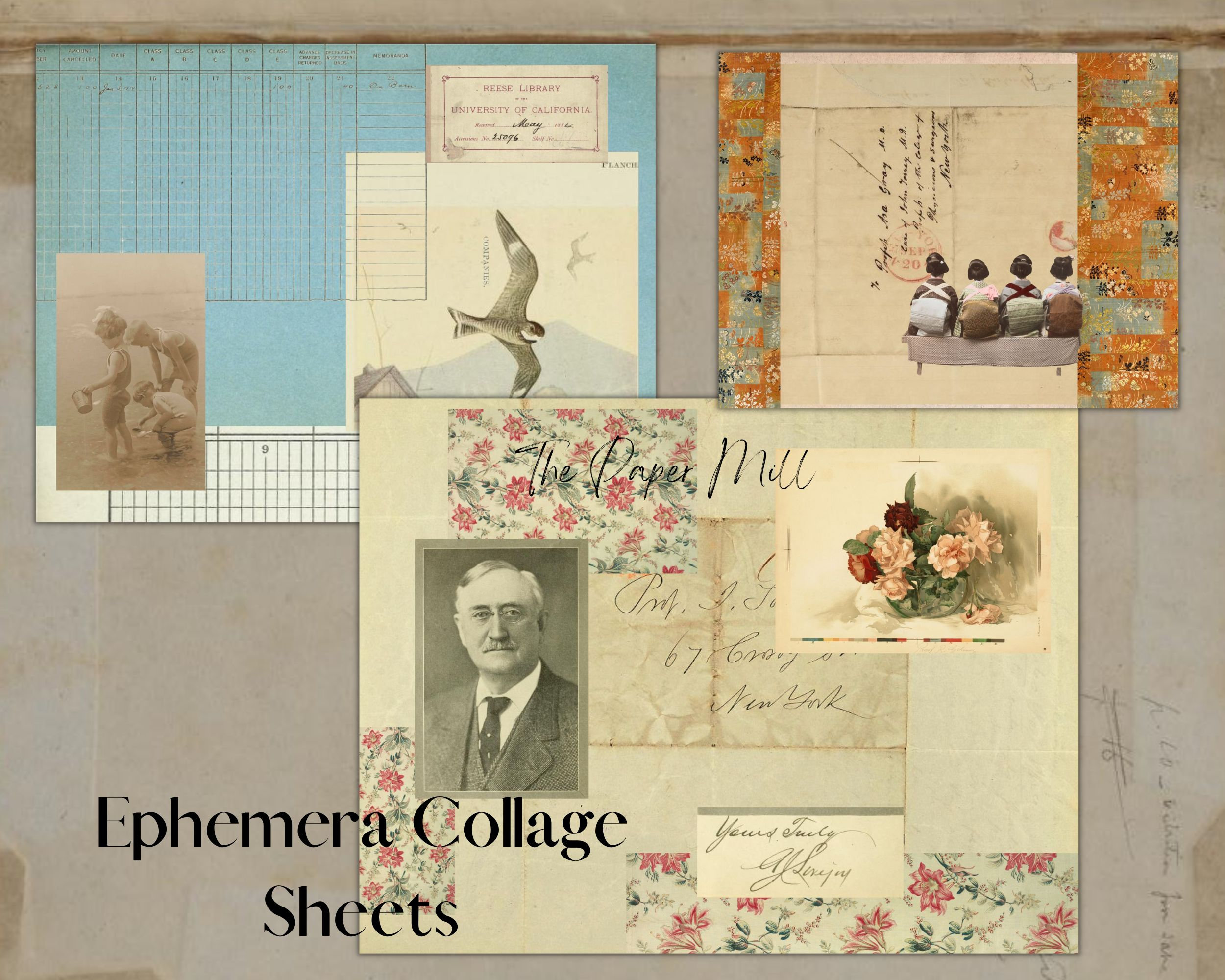 Ephemera Collage Printable Collection Digital Download Antique Papers ...