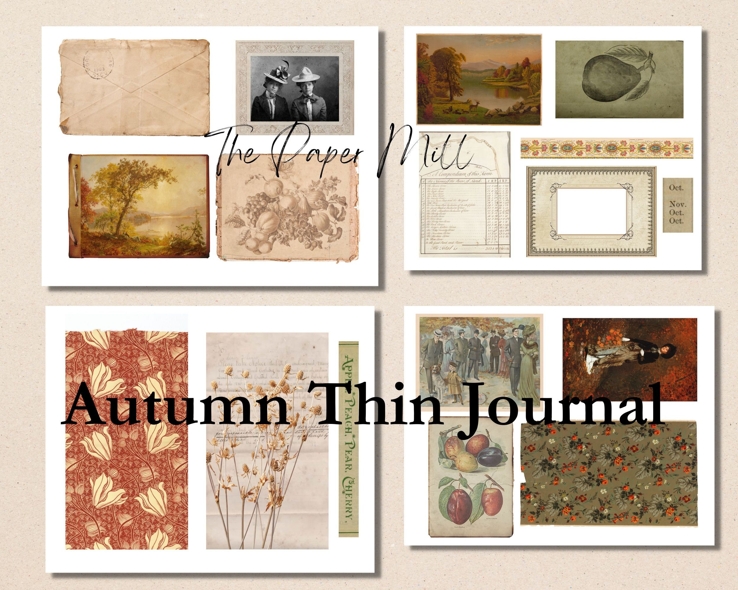 Printable Fall Autumn Thin Journal Kit, Printable Papers, Digital ...