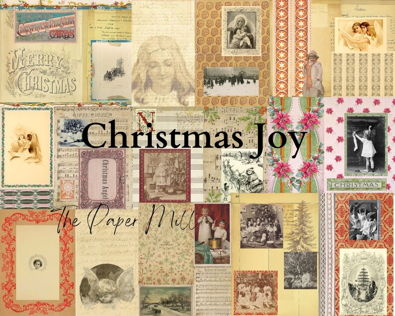 Printable Vintage Christmas Joy Journal Kit, Printable Papers, Digital ...