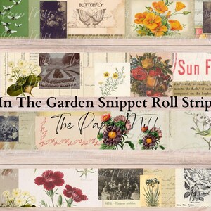 Junk Journal Digital, in the Garden Snippet Role Strips, Faux Washi ...