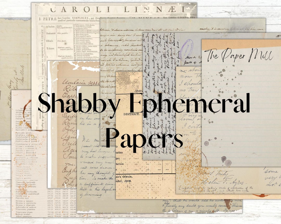 Shabby Antique Ephemeral Papers Junk Journal Kit, Grungy Vintage ...