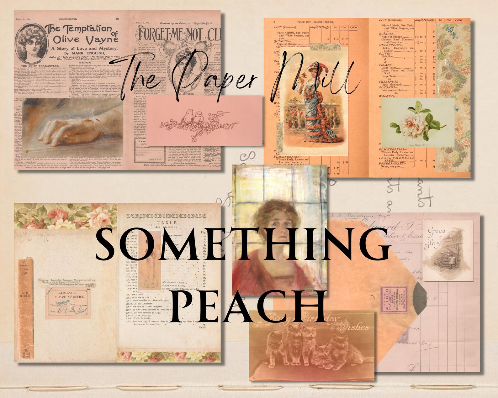 Vintage Something Peach Journal, Printable Vintage Paper, Digital ...