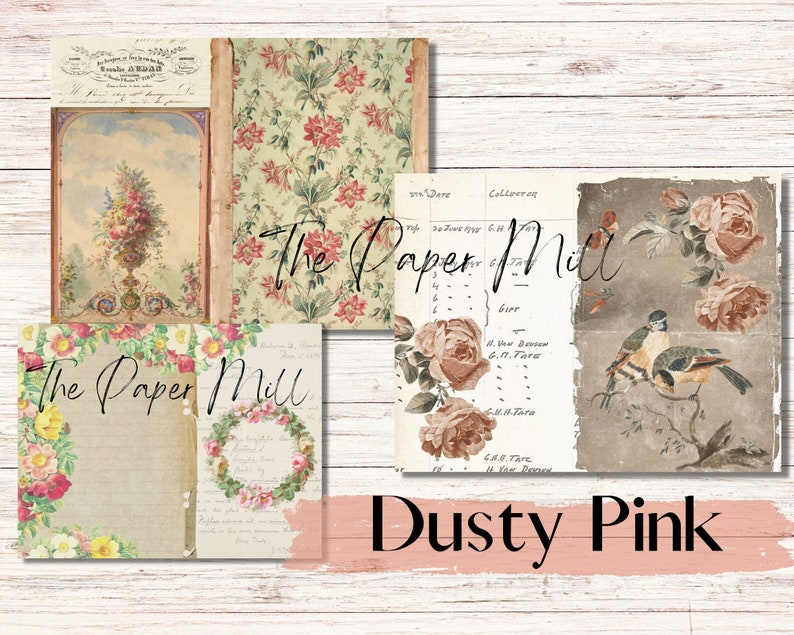 Vintage Pink Journal, Printable, Digital Download, Collage Sheet, Junk ...